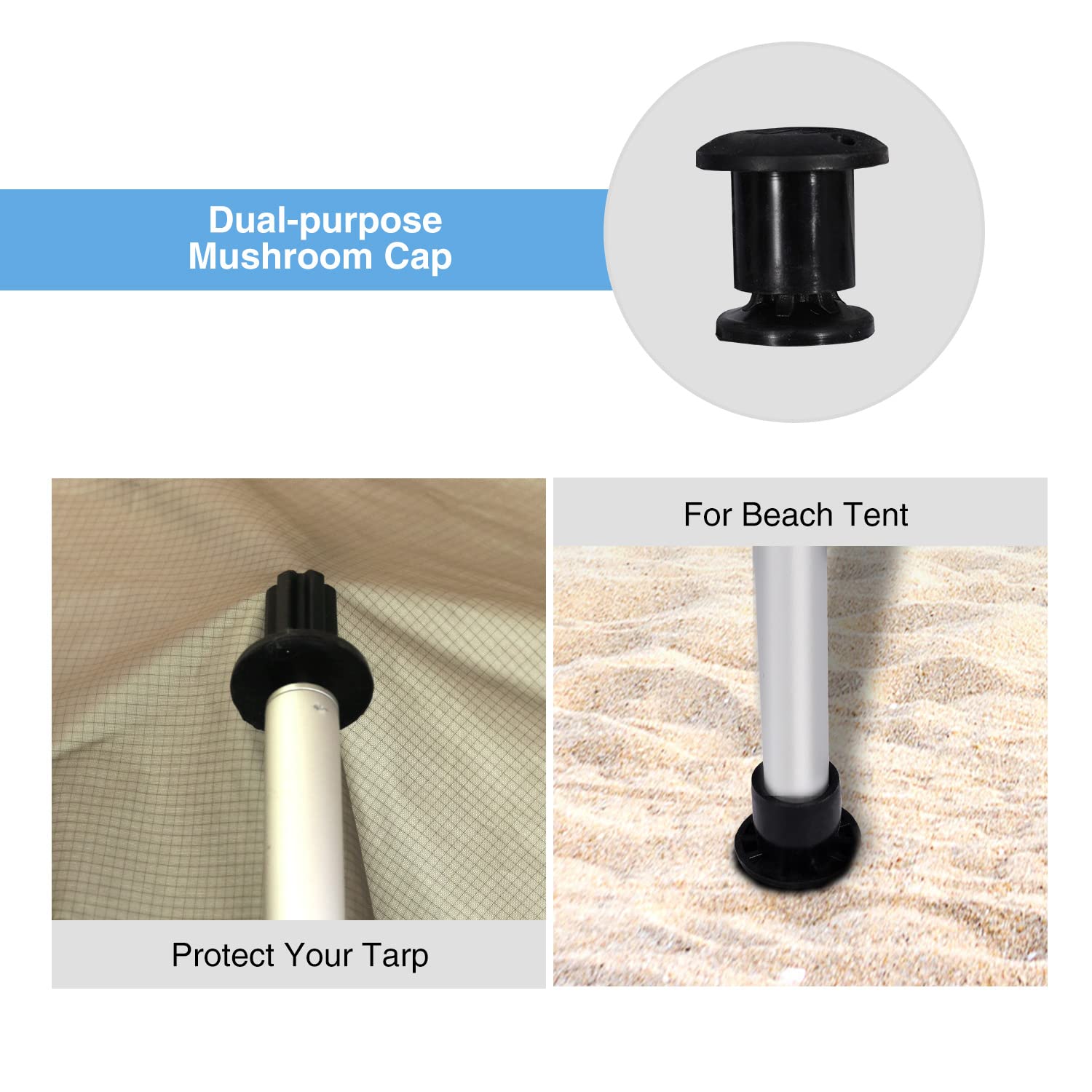 REDCAMP Adjustable Aluminum Tarp Poles Set of 2, 75"-87", Multifunction & Lightweight Telescoping Tent Poles Replacement for Beach Tent Tarp Canopy Awning
