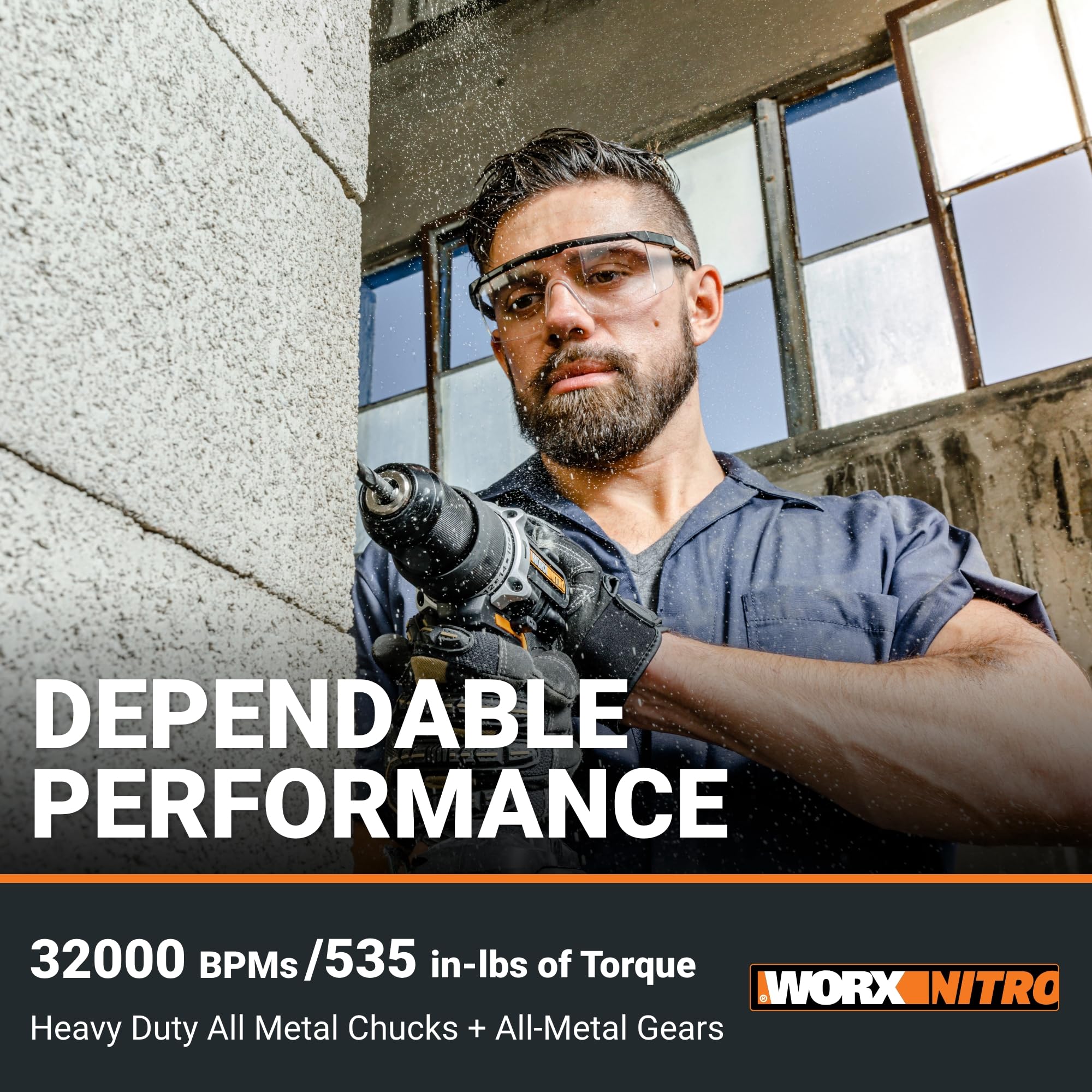 Worx Nitro 20V Impact Driver and Drill Driver with Brushless Motor, Drill Set with Storage Bag, Compact Drill and Driver Combo, Power Share Compatible WX960L β Batteries & Charger Included
