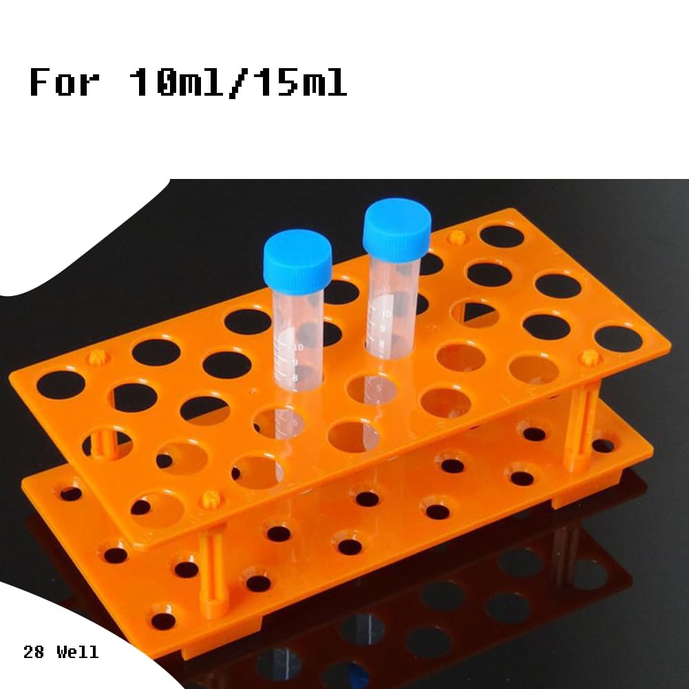 YXQ 28 Well Centrifuge Tube Rack,Orange Test Tube Holder for 10ml/15ml Detachable Plastic Stand (2 Packs)
