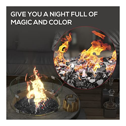 WO Outdoor Tempered Glass 1/2" inch High Heat Fire Rocks for Gas or Natural Fire Pit Table, Propane Fireplace, Safe for Outdoors and Indoor, 10 lb. - 10 Pounds (Gray Reflective)