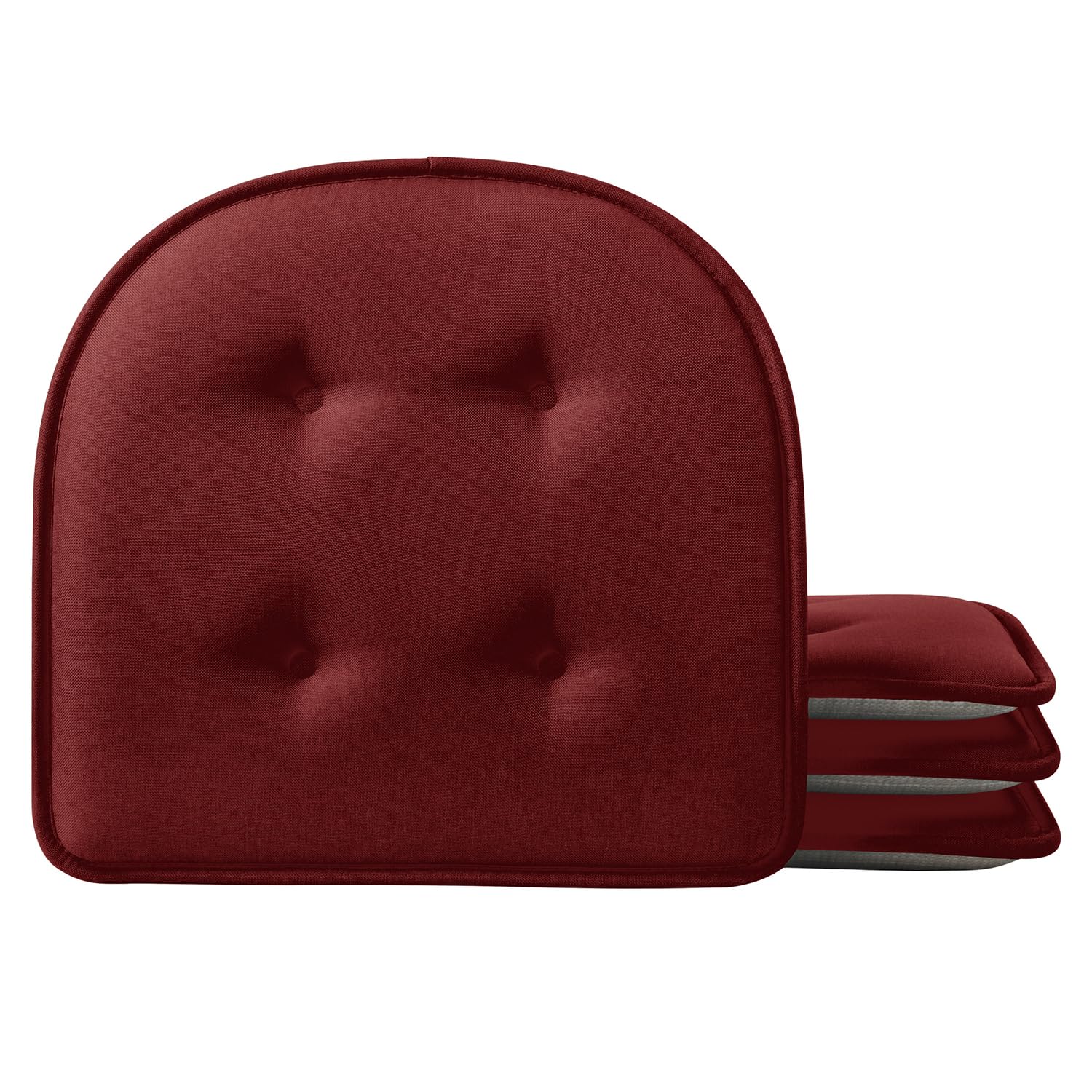 LOVTEX Kitchen Chair Cushions Set of 6, Non Slip Chair Pads for Dining Chairs 6 Pack, Black 17 x 16 Tufted Memory Foam Seat Cushions for Kitchen Chairs