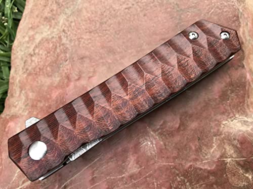TACTICAL GEARZ Damascus Pocket Folding Knife! Rosewood Handle, Damascus Blade w/67 Layers & a VG10 Core! (Rogue XT)