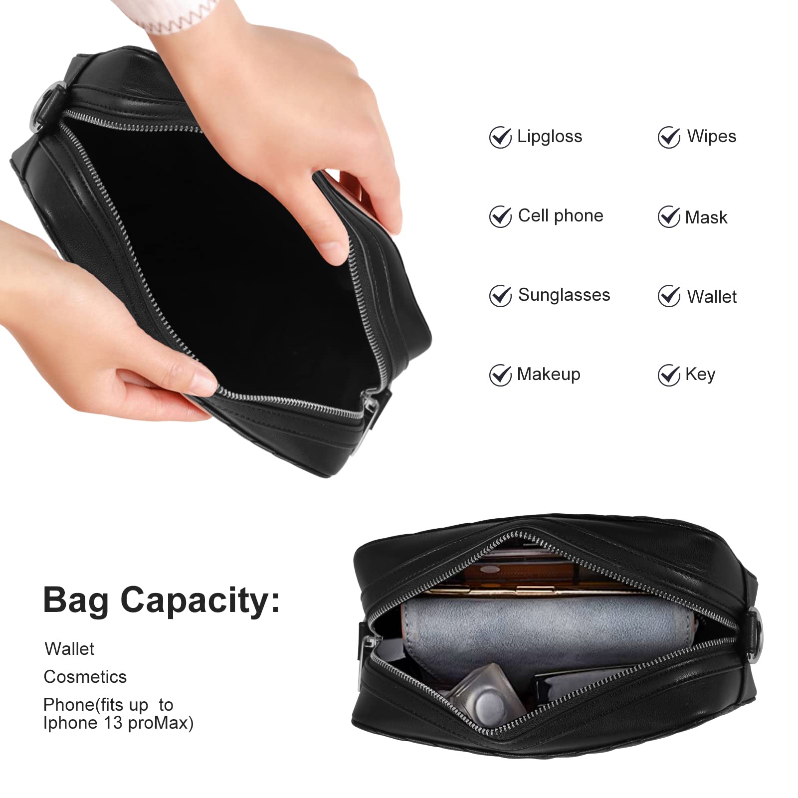 TOTM & UANA Quilted Crossbody Bag Shoulder Bag Stylish PU Camera Bag V-shaped