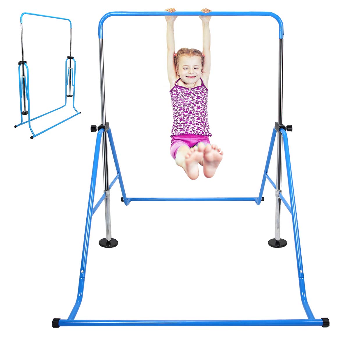 MOPHOTO Expandable Gymnastics Bars Folding Horizontal Bars, Home Gymnastics Equipment Kip Junior Training Bar for Kids Little Gymnasts with Adjustable Height