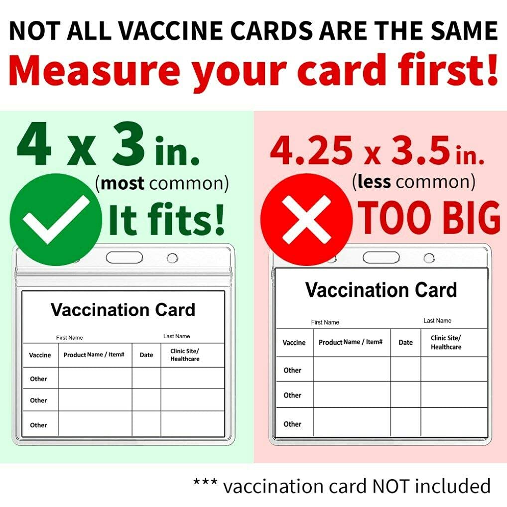 qlofy 2pcs Clear Plastic PVC CDC Record Card Protector 4x3 inch Vax Card Holder Horizontal Badge ID Card Name Case Waterproof