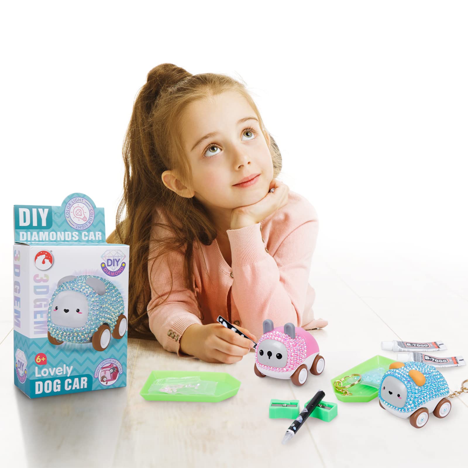 SUNKIM Easter Gifts for Kids,2pcs DIY Painting Keychains Kits with Light for Decoration Easter Arts and Crafts for Kids Ages 8-12