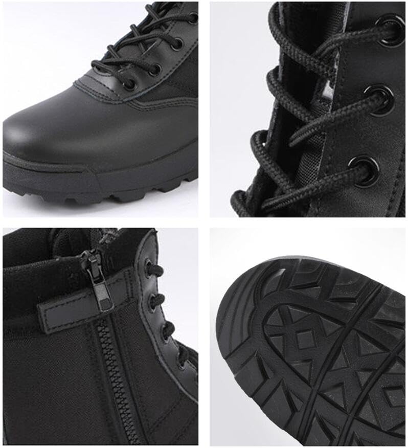 QMFUR Men’s Military Boots Outdoor Hiking Boots Work Boots Tactical Boots Durable Combat Boots Army Boots (Black, 10, numeric_10)