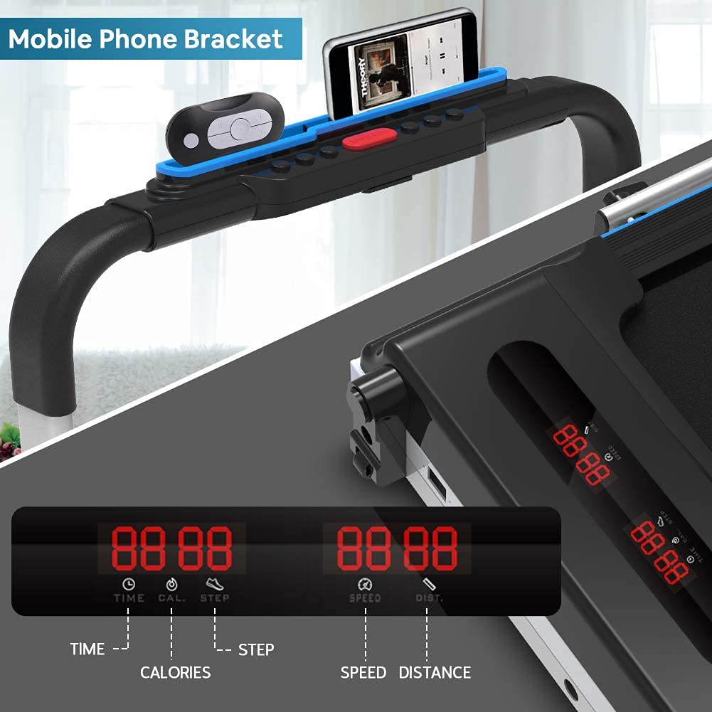 Redliro 2 in 1 Folding Treadmill Under Desk Treadmill Portable Space Saving Walking Jogging Machine for Home Office Installation-Free Workout Indoor Exercise LCD Display Remote Control