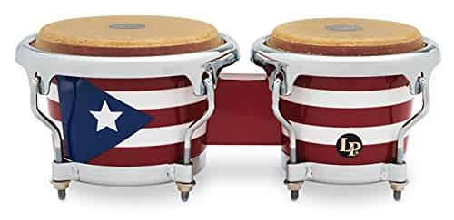 Latin Percussion LPMC Mini Tunable Puerto Rican Flag Wood Bongos (LPM199-PR)