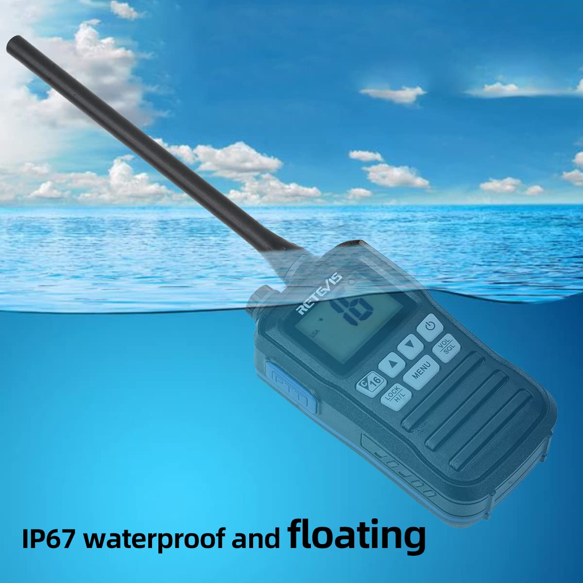 Retevis RM01 Handheld Marine Radio, Marine Two-Way Radios, Floating IP67 Waterproof, NOAA Weather Alert, Ship to Shore Radio for Boats (1 Pack)