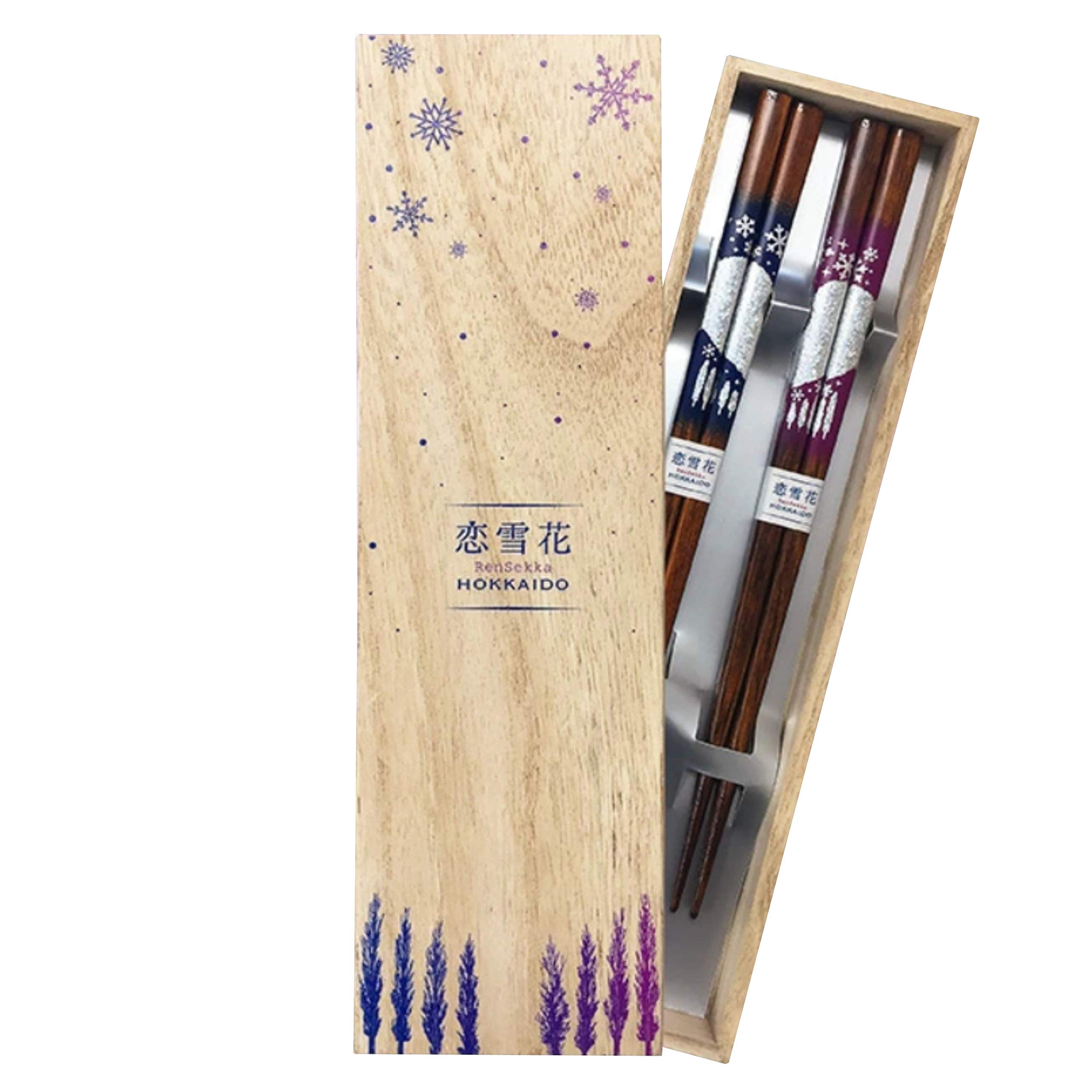 Rensekka couple chopsticks box set made in Japan Hokkaido gift Wakasa lacquerware