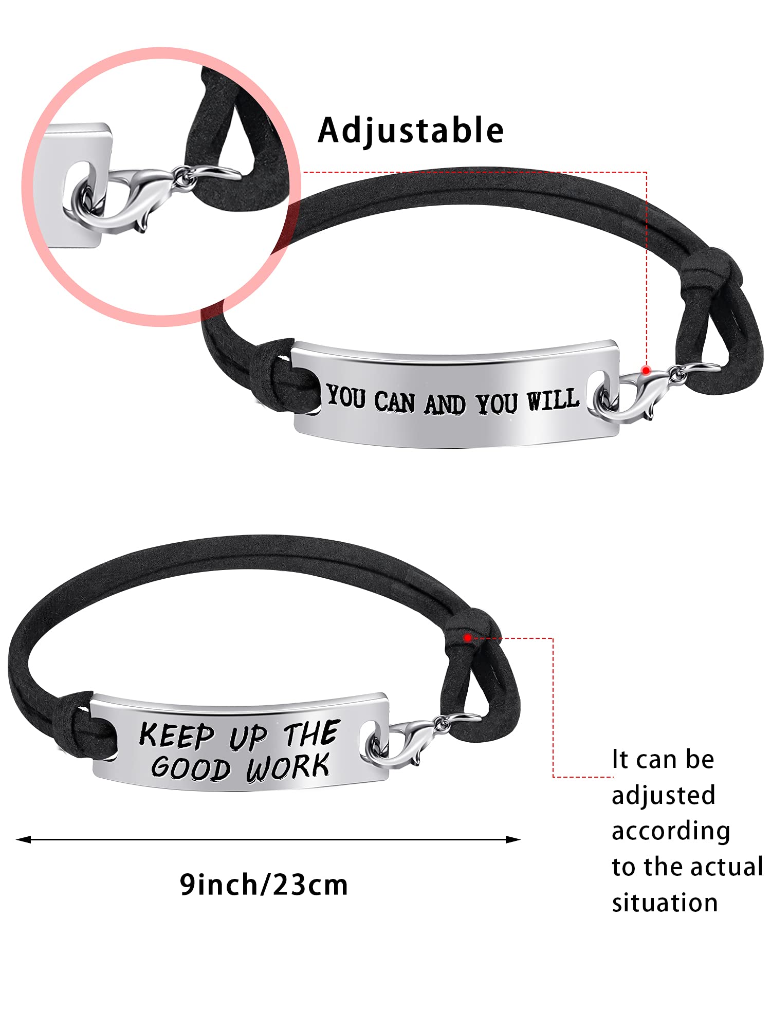 SATINIOR 20 Pieces Inspirational Message Leather Bracelets Motivational Quotes Adjustable Bangle Bracelets for Women (Encouraging Style)(SATINIOR-K-Inspirational Bangle-41)