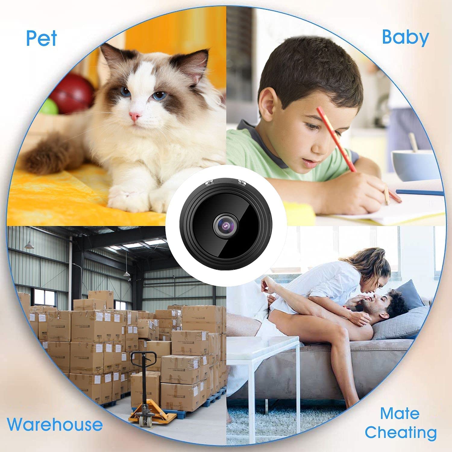 X W EI UNION Secret Camera Spy Camera WiFi Home Security Camera Mini Hidden Camera Video Recorder Night Vision Live Feed Playback Phone App Control Nanny Cam Pet Camera