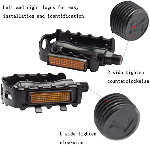 Mordely 9/16 Bike Pedals for Replacement Bicycles Accessory, Mountain Road Bicycles Platform Flat Pedal with Anti-Slip Spike, Fits BMX MTB Bike