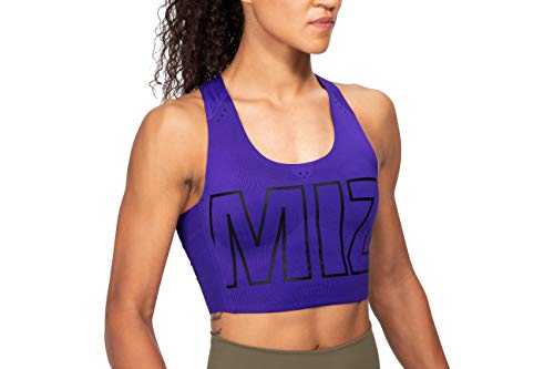 Mizuno Longline Sports Bra by x Ronda Rousey, Aero Crop Bra, Workout Tops for Women, Deep Blue, Medium