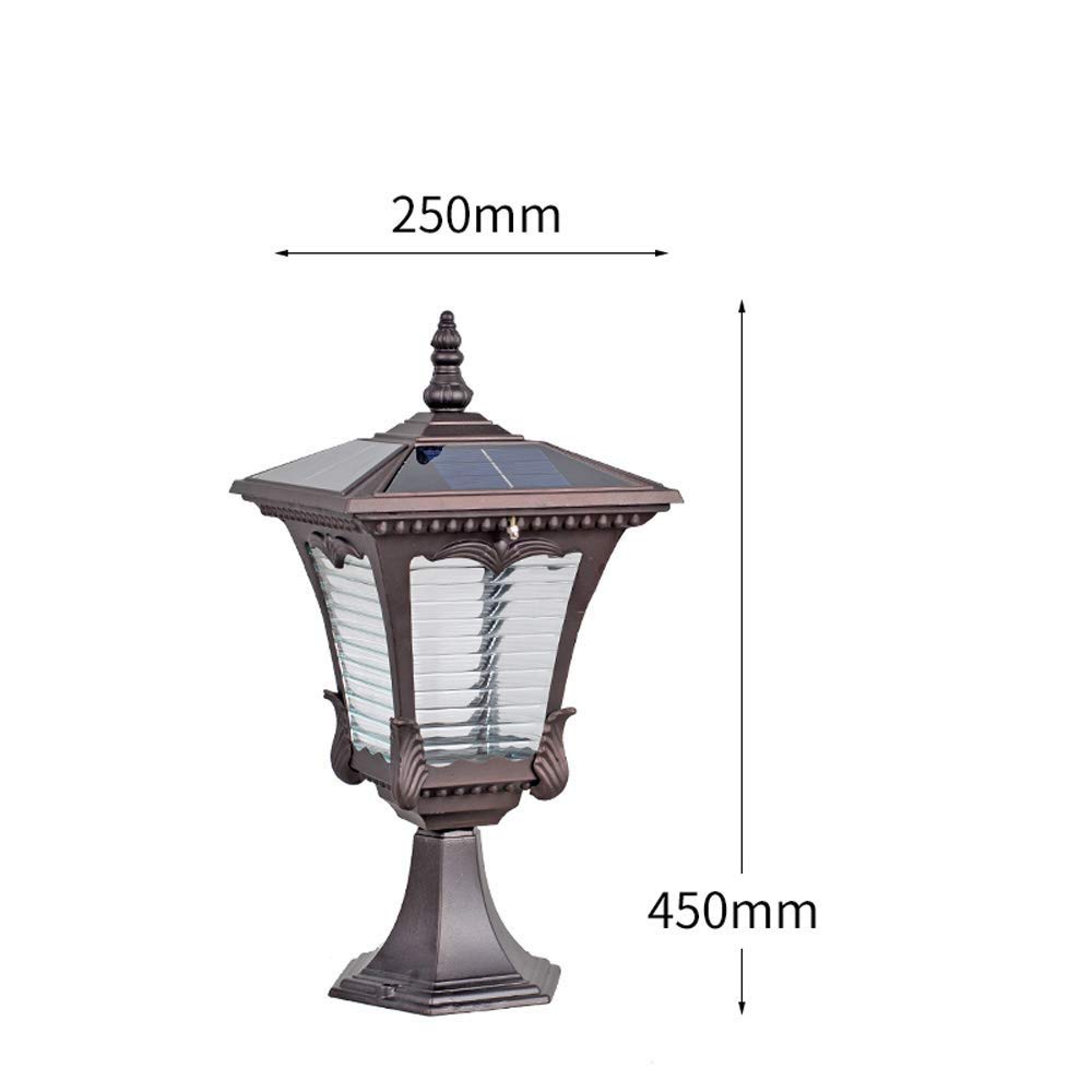 Mopoq Outdoor Solar Light Garden Pillar Light Home Super Bright Outdoor Wall Column Lantern Column Lawn Intelligent Lighting Control Corrosion Resistant Waterproof IP55 (Dark Brown)