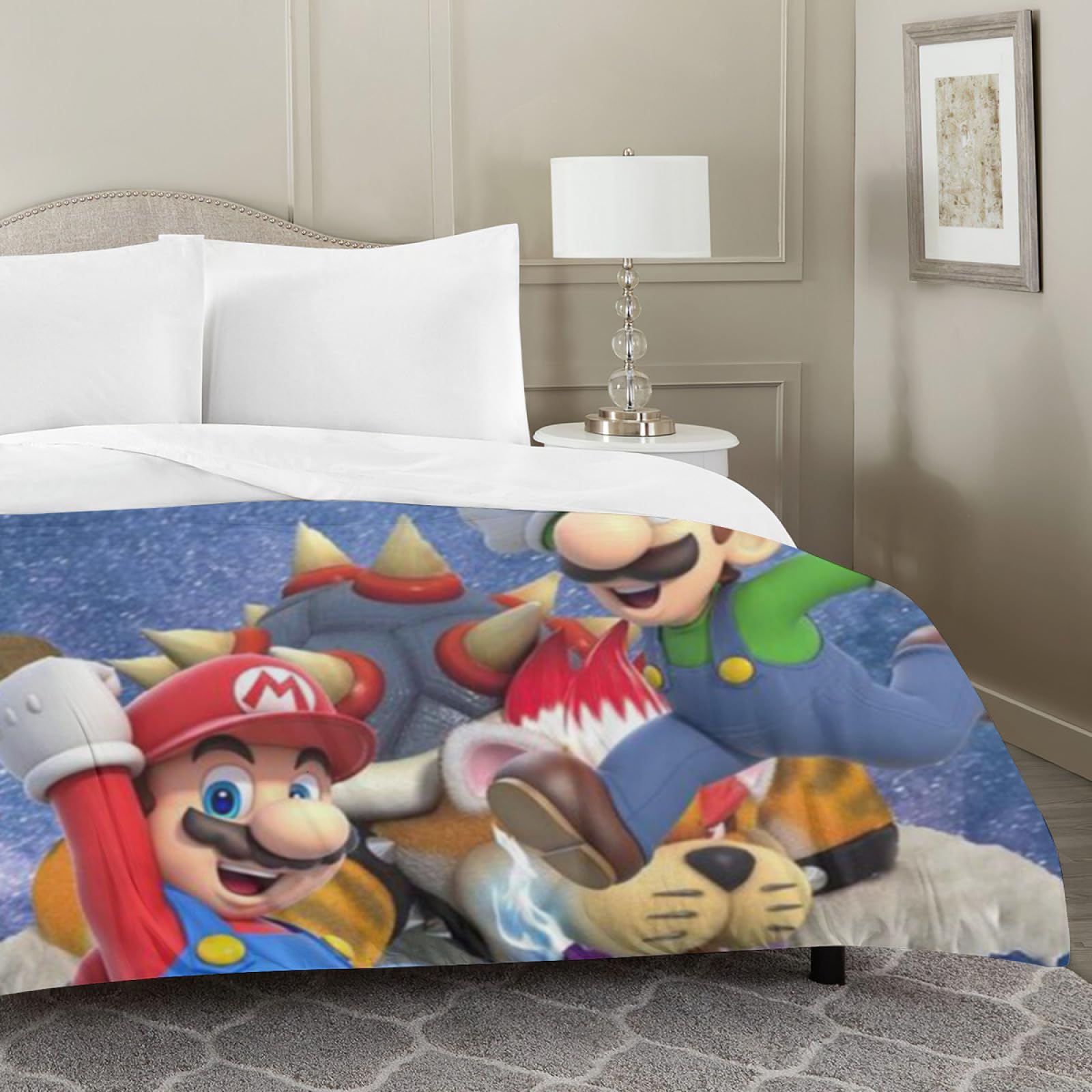 Mario Comforter Set for Girls Kids Twin Size Reversible Bedding Bedroom Collection 3pcs Super Soft Lightweight