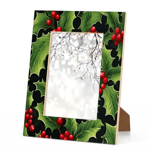 Mardesigns Christmas Leaves 8x10 Picture Frame, Red Fruits Wall Gallery Photo Frames Fits 8 x10 or 6x8 Picture for Table Top Display and Wall Photo Frame