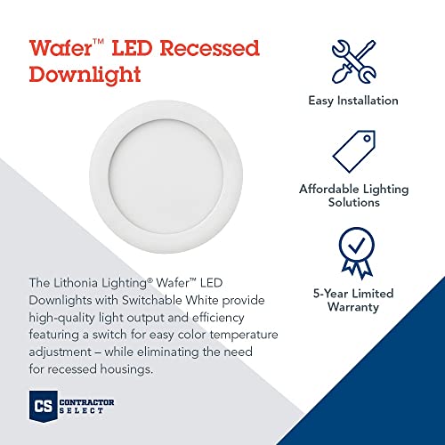 Lithonia Lighting WF6 30K40K50K 90CRI MW M6 LED color Temperature Selectable Ultra Thin Recessed Downlight, 3000K | 4000K | 5000K, White, 6 inch