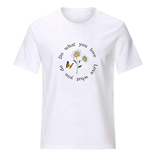 wodceeke Women's Cute Graphic T-Shirts Crewneck Short Sleeve Casual Simple Tee Summer Basic Tops (White G, S)