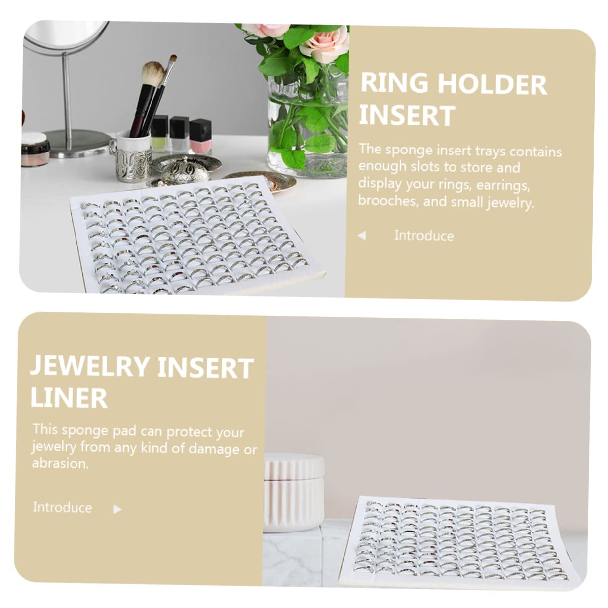 NOLITOY 5pcs Storage Box Sponge Pad Ring Earring Display Pad Jewelry Foam Insert Jewelry Insert Display Mats Black Foam Ring Insert Hoop Earring Jewelry Sponge Insert White Props Earrings
