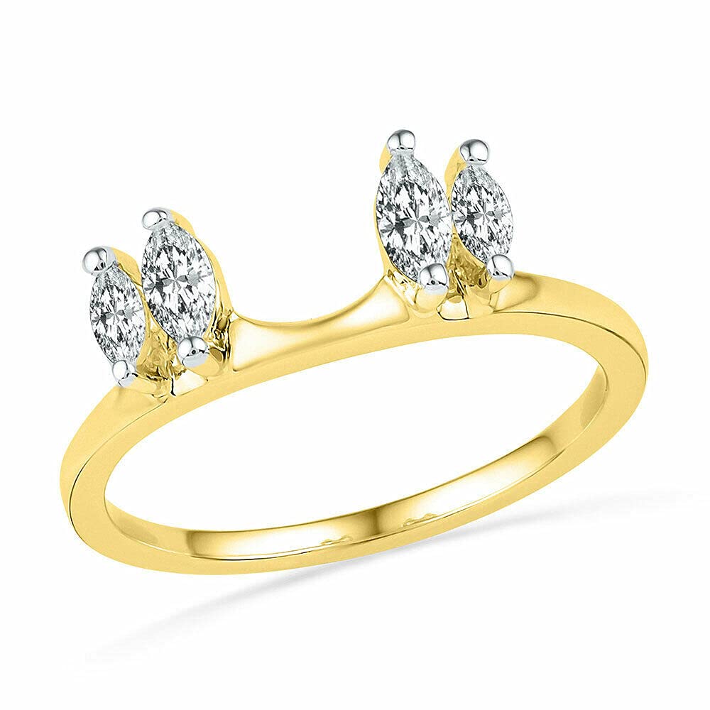 Reyansh Fashion Created Marquise Cut White Diamond 925 Sterling Silver 14K Yellow Gold Finish Diamond Wrap Ring Guard Enhancer for Women