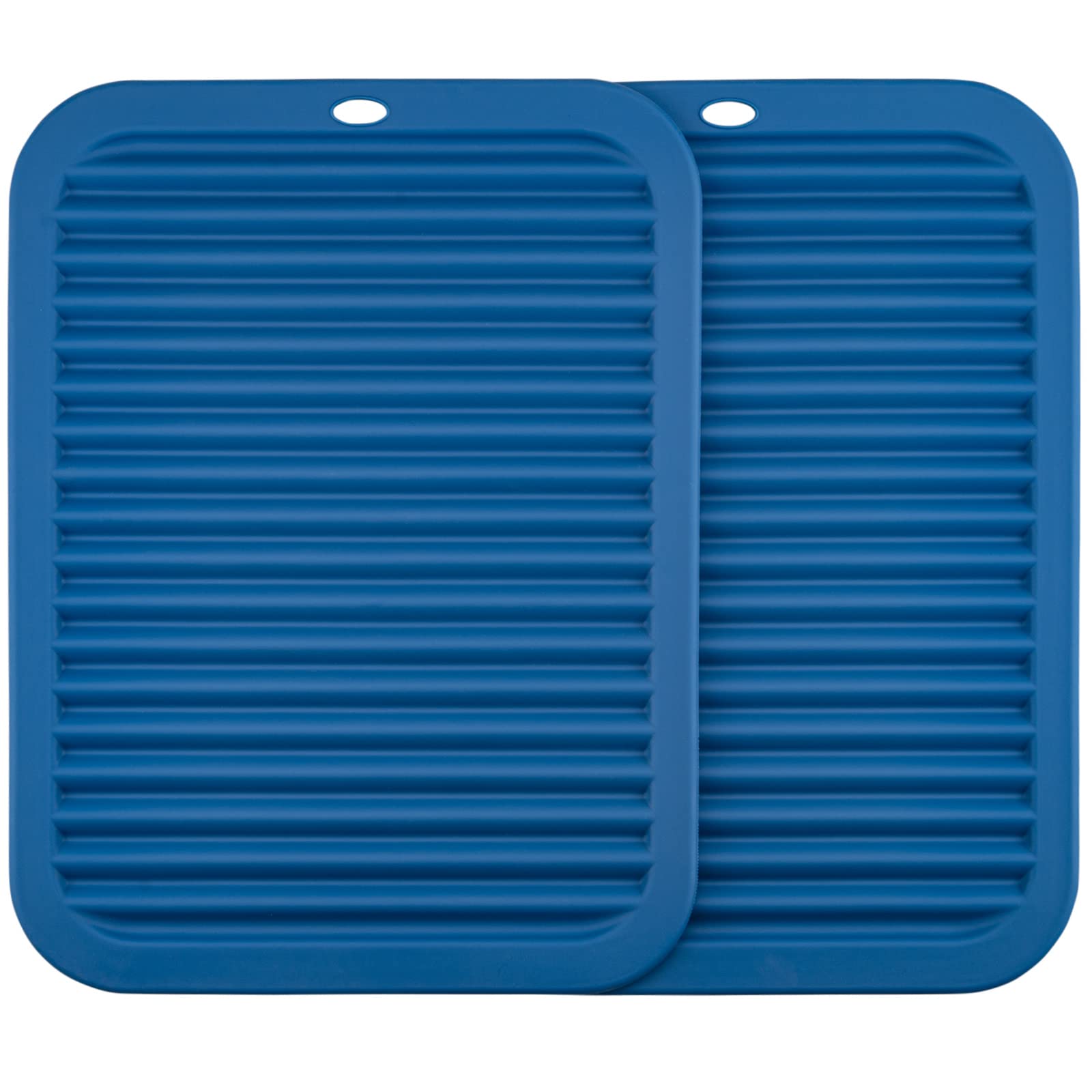 Smithcraft Trivets for Hot Dishes Pots & Pans, Silicone Hot Pads for Kitchen, 12x9 Silicone Mats for Counter, Waterproof Trivet Mat, Counter Top Pot Holders, Table Heat Resistant Mat Set 2 Blue