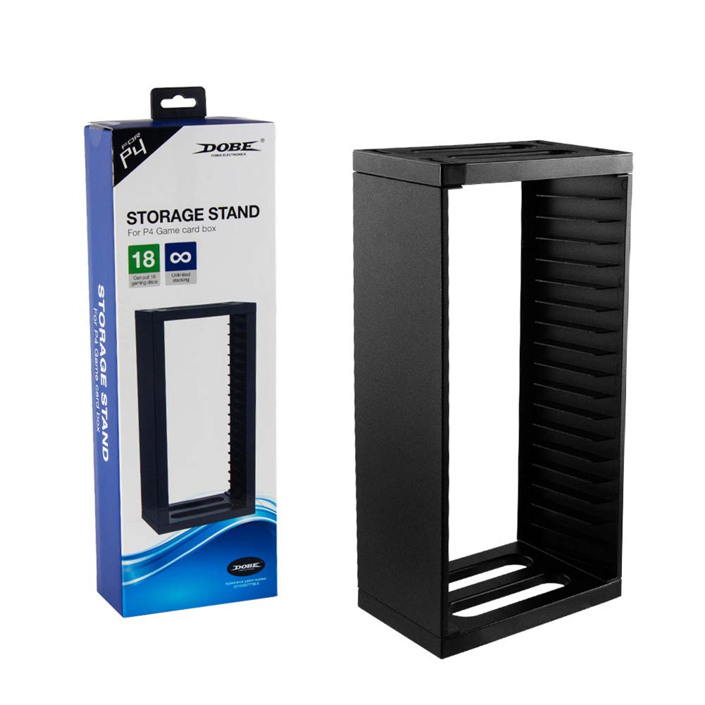 Play Station 5 4 CD Disks Card Holder Game Card Box for PS4 PS5 Game CD Case Storage Stand Holder Bracket for Playstation Video Game Holder Video Game Tower (18 CDS, Black)