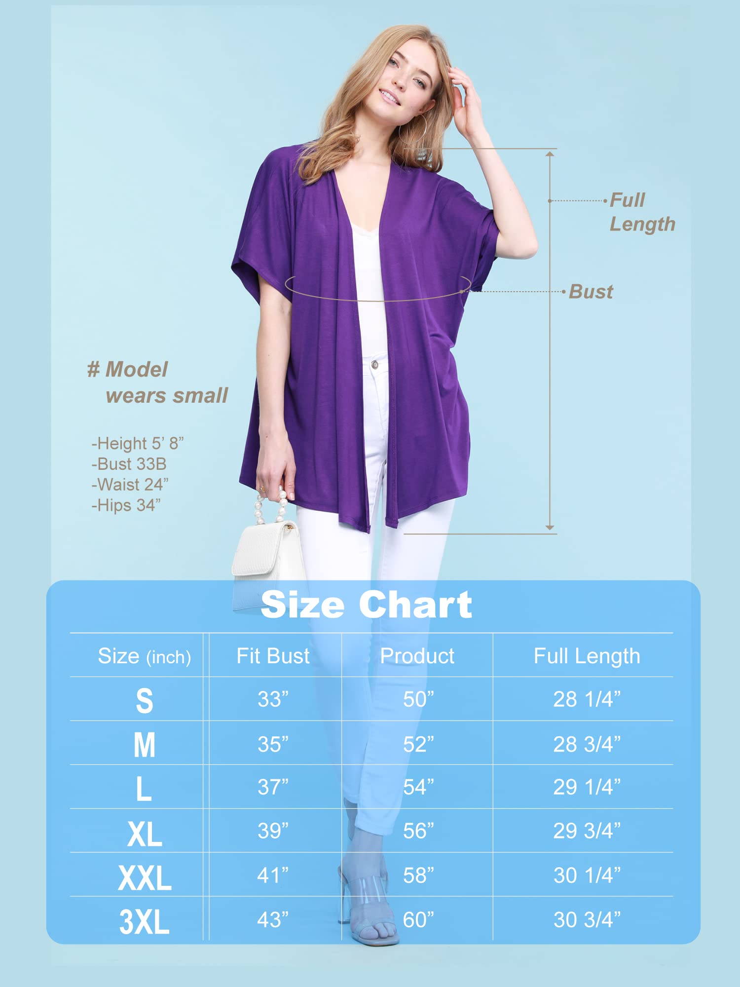 MBJ WSK1310 Women's Kimono Style Short Sleeve Dolman Cardigan XXXL Denim