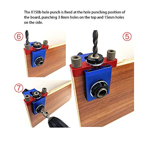MISNODE 3 in 1 Woodworking Hole Positioner Aluminum Alloy Drilling Locator Drill Guide Hole Puncher Set Hole Punch Locator Kit Drilling Jig Tool Accessories for Woodworking