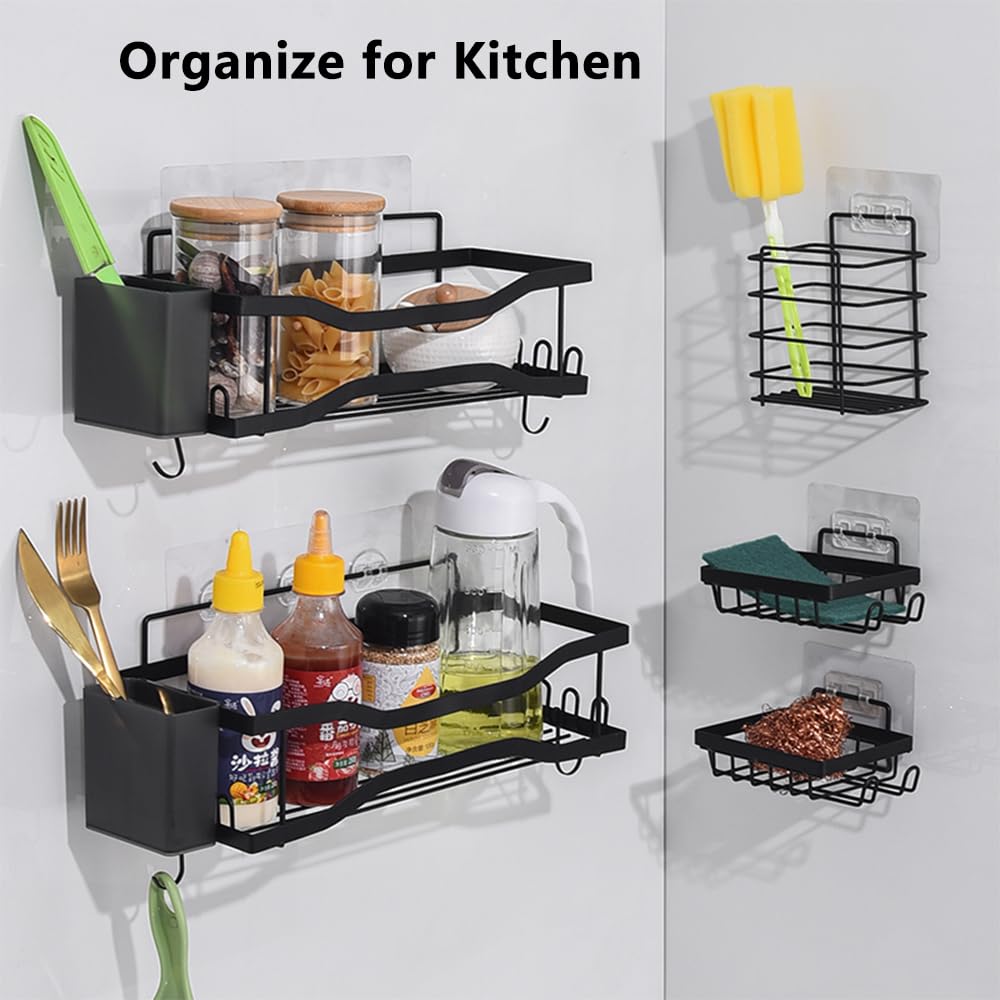 ZUIKEMX Shower Caddy, No Drilling Bathroom Organizers and Storage Racks, Rustproof, Large Capacity, Self Adhesive Shower Shelves for Bathroom Storage Organization, Home Decor, Kitchen