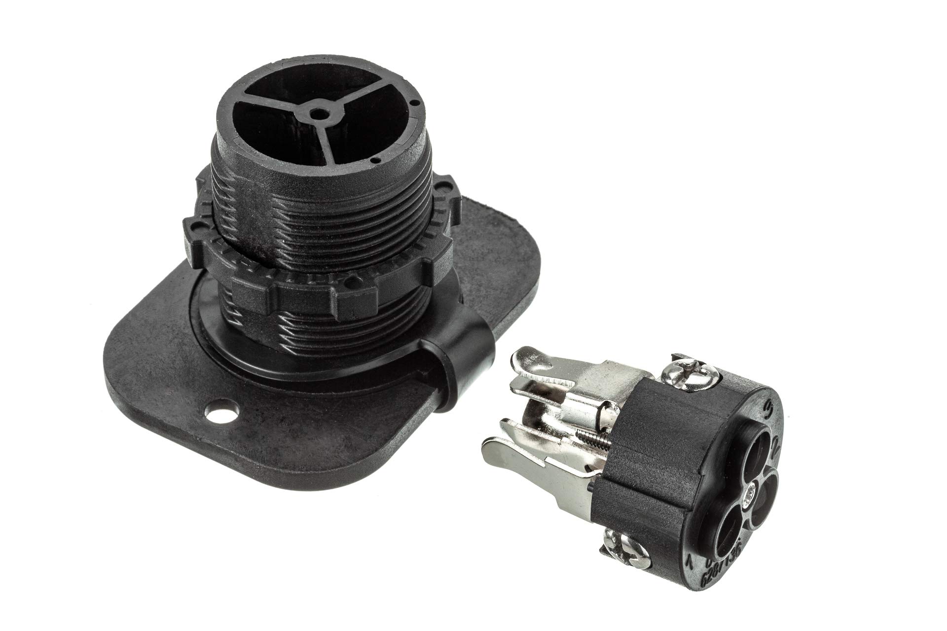 MotorGuide 8M0092066 Trolling Motor Receptacle β for 10-Gauge and 8-Gauge Wire, with Composite Mounting Plate, Black