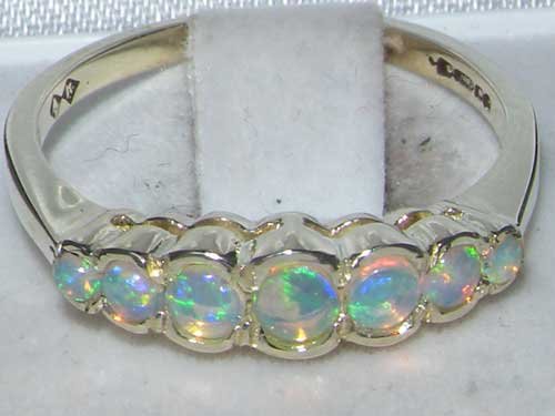 LetsBuyGold 925 Sterling Silver Natural Opal Womens Anniversary Ring - Size 7.25