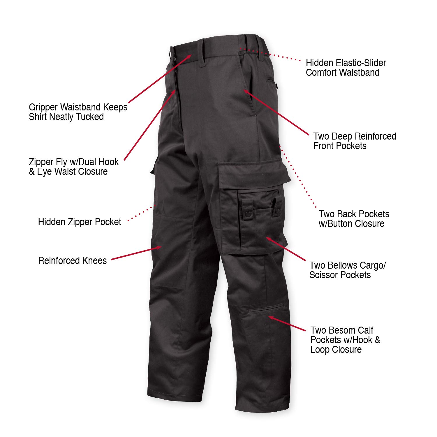 Rothco Deluxe EMT Pant, Black, (44/46) 46