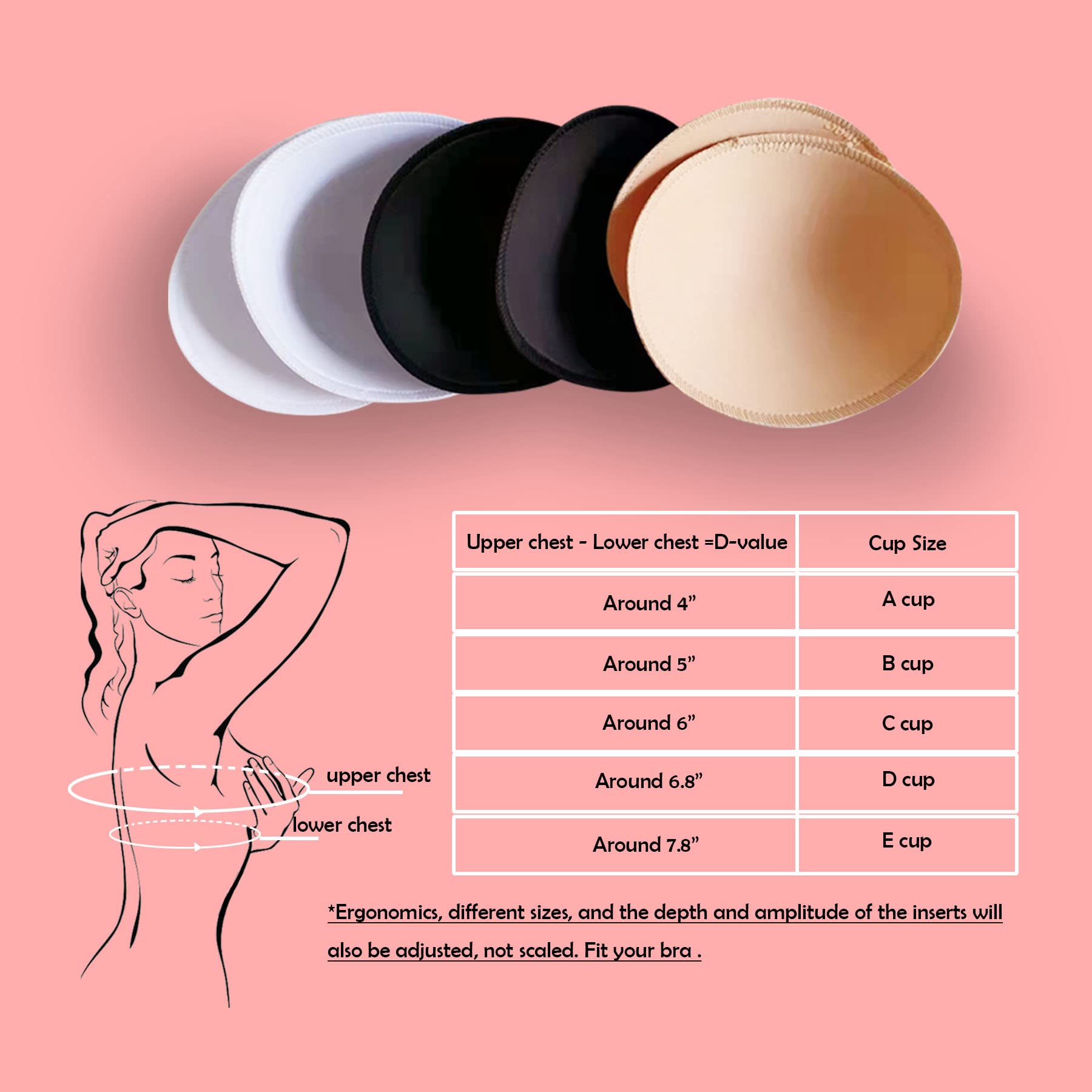 MINELEVEN Soft Oval High Resilience Sport Bra Cup Inserts,3-Pairs with Transparent Ivisible Tread, Update Nedle Psher
