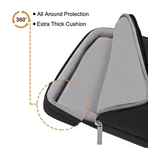 MOSISO 360 Protective Laptop Sleeve Compatible with MacBook Air/Pro,13-13.3 inch Notebook, Compatible with MacBook Pro 14 inch 2023-2021 A2779 M2 A2442 M1 with 2 Horizontal Parallel Pockets&Belt,Black