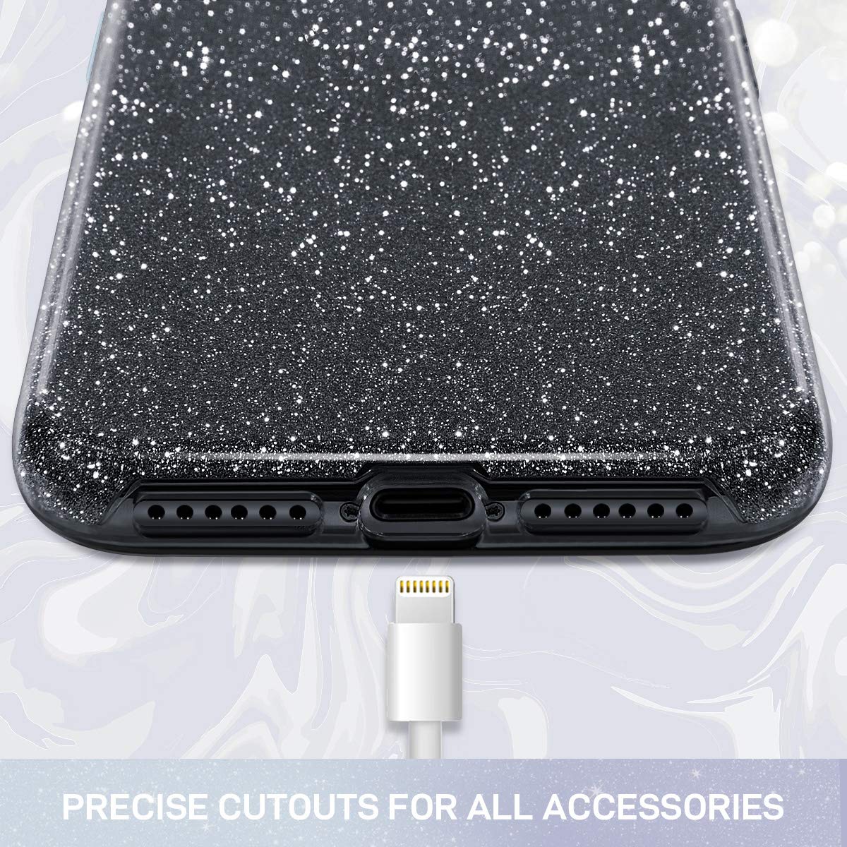 MILPROX Case Compatible for iPhone 11, Bling Sparkly Glitter Luxury Shiny Sparker Shell, Protective 3 Layer Hybrid Anti-Slick Slim Soft Cover for iPhone 11 6.1 inch (2019)-Black