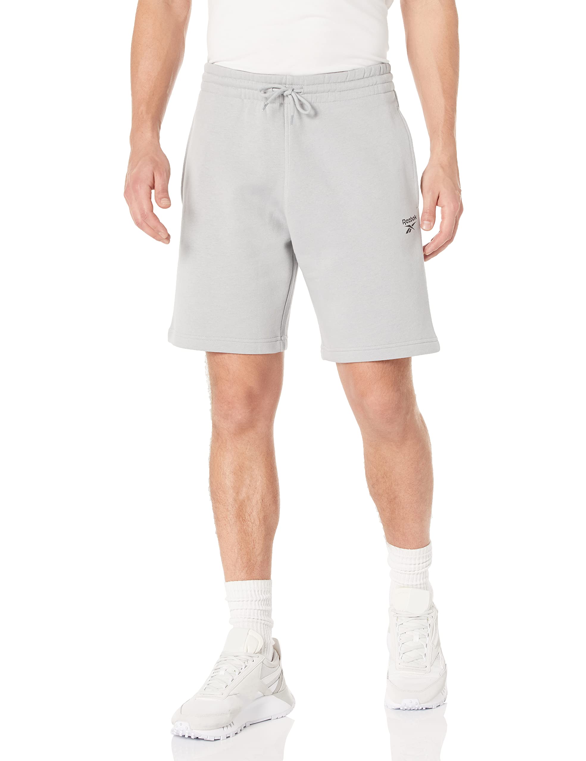 Reebok Men's Standard Shorts, Pure Grey/Black Small Logo, Medium