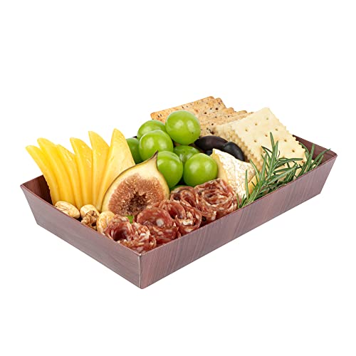 Restaurantware Matsuri Vision 8 x 5 x 1.5 Inch Medium Sushi Trays 100 Greaseproof Sushi Packaging Boxes - Lids Sold Separately Disposable Wood Grain Paper Sushi Containers For Entrees Or Snacks