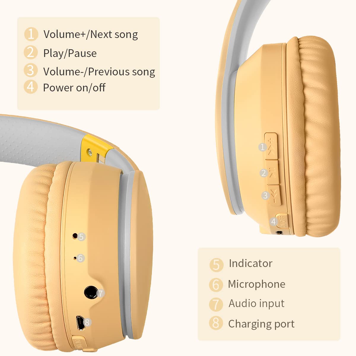 LOBKIN Bluetooth Headphone Over Ear, Stereo Wireless Headset with Microphone, Foldable Wireless and Wired Headphones with TF Card MP3 Mode and FM Radio for Smartphones Bluetooth headsets(Blue)
