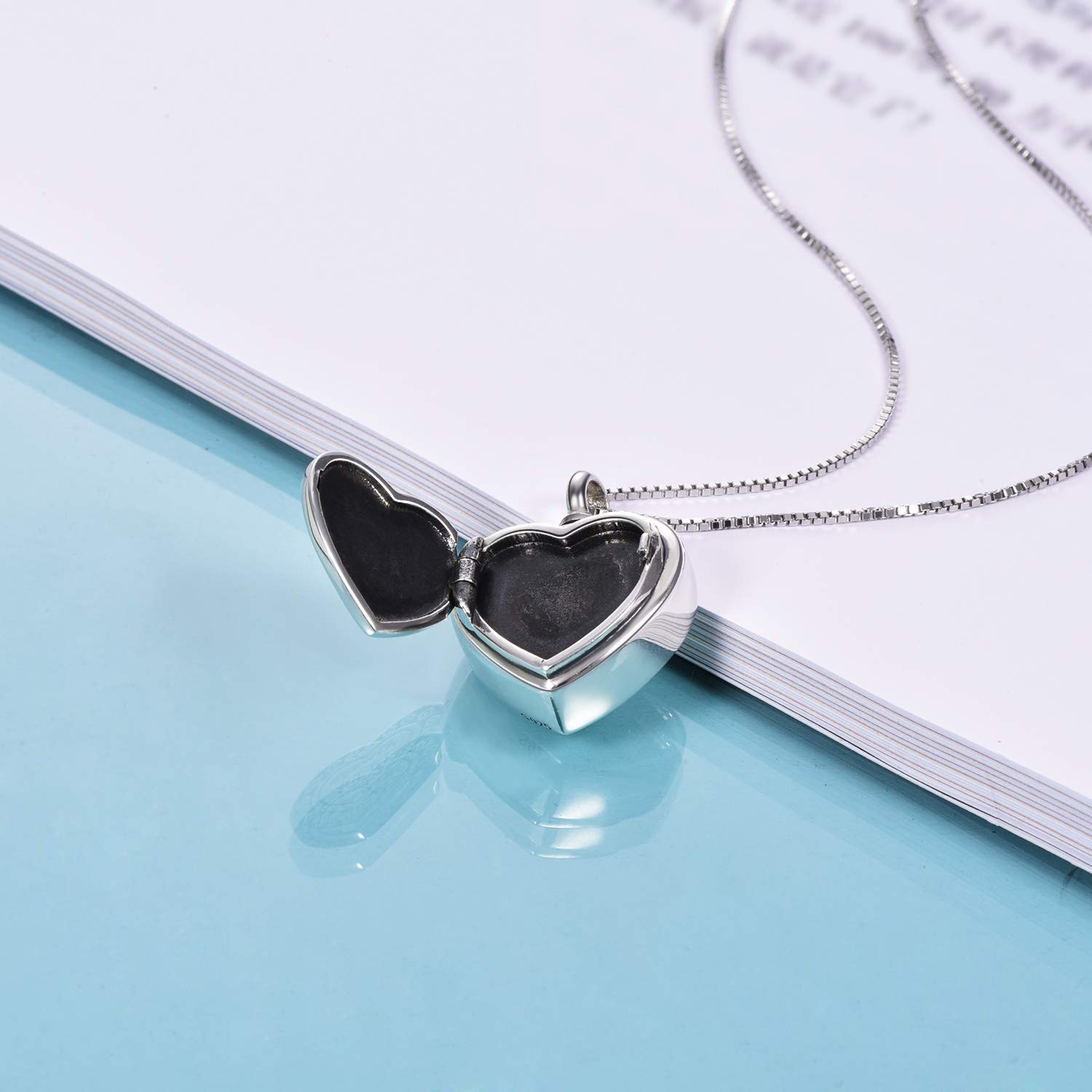 ONEFINITY Sterling Silver Locket for Ashes Always in My Heart Urn Necklace for Ashes Heart Locket That Holds Pictures for Women Ashes Necklace Keepsake Memorial Ash Jewelry