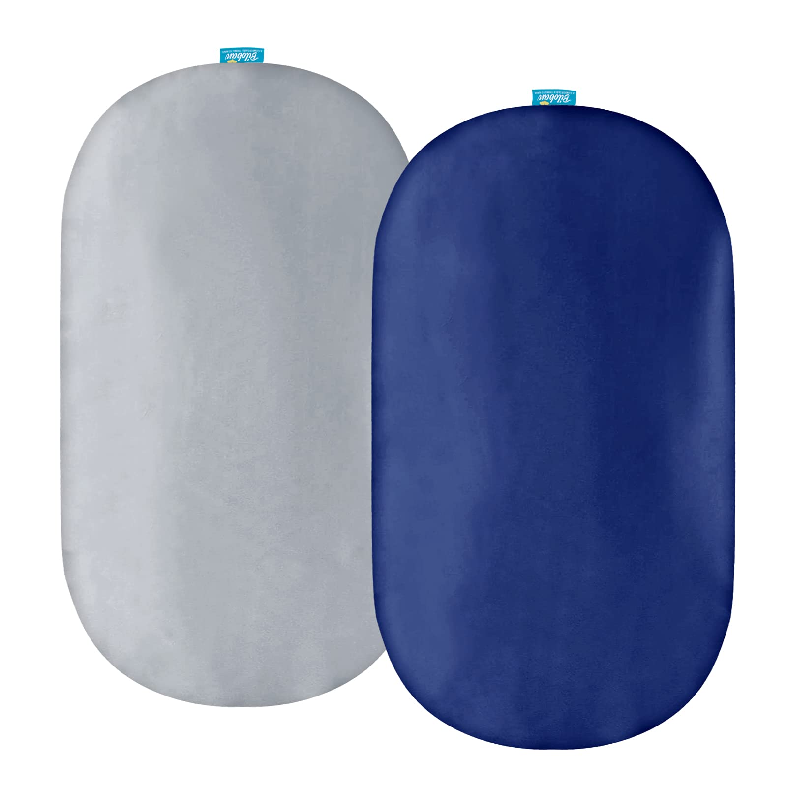 Waterproof Bassinet Mattress Pad Cover, 2 Pack, Fits for All Mainstream Bassinet & Satin Bassinet Sheets Fit for Rectangle, Hourglass, Oval Bassinet Mattress, Grey & Navy Blue, 2 Pack