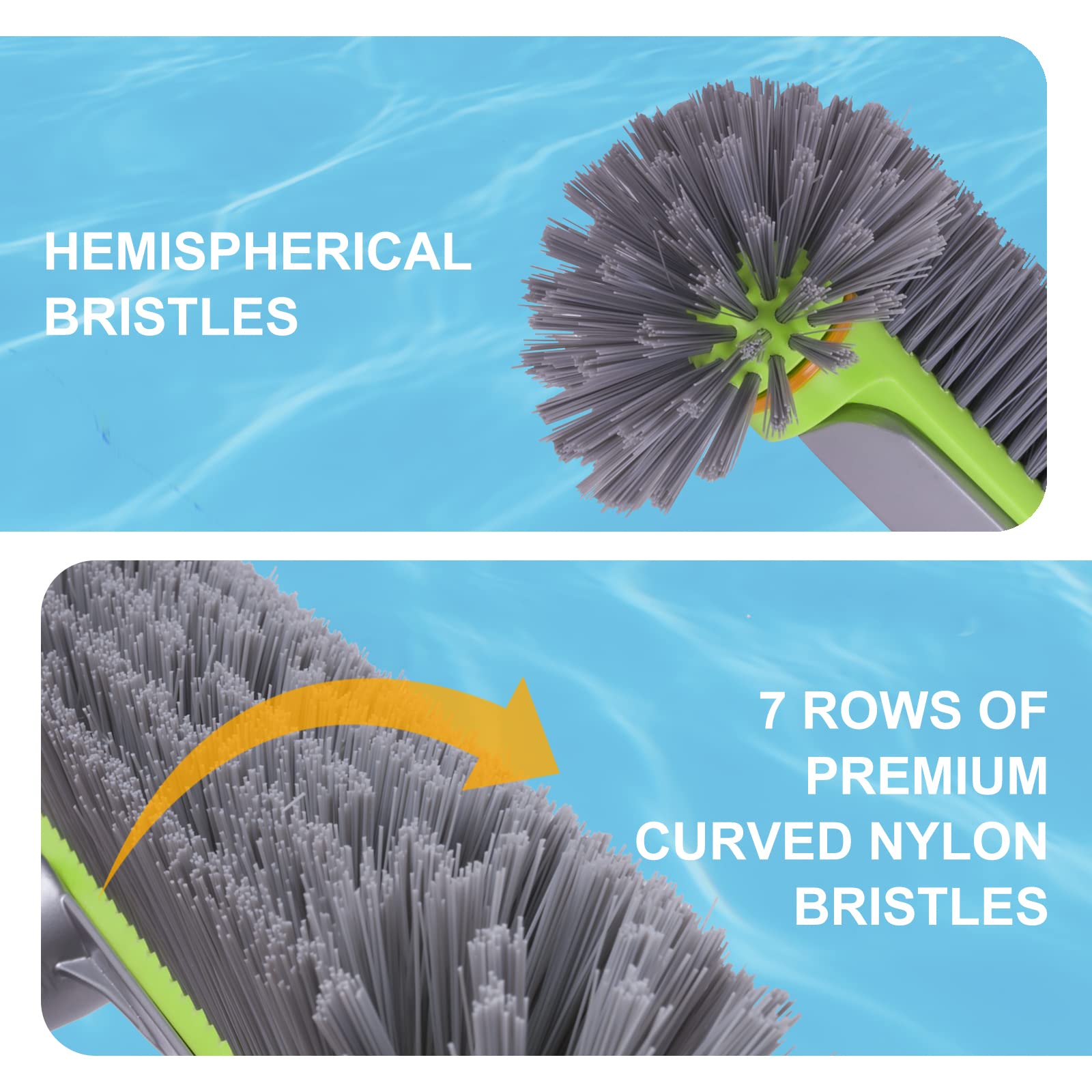 Sepetrel Pool Brush Head for Cleaning Pool Walls,Heavy Duty Inground/Above Ground Swimming Pool Round Scrub Brushes with Premium Strong Bristle & Reinforced Aluminium Back,Grey