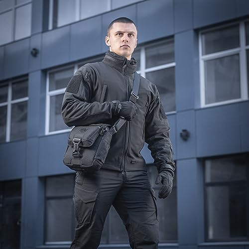 M-Tac Elite Satellite Magnet Crossbody Bag Gen.2 - Small Messenger Bag - Tactical Shoulder Pack with Concealed Carry for Men (Black Hex)