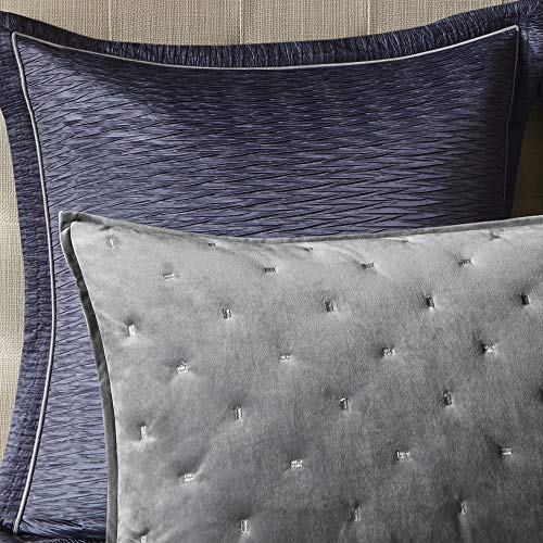 Madison Park Sophisticate 8 Piece Velvet Comforter Set Bedding, King, Grey