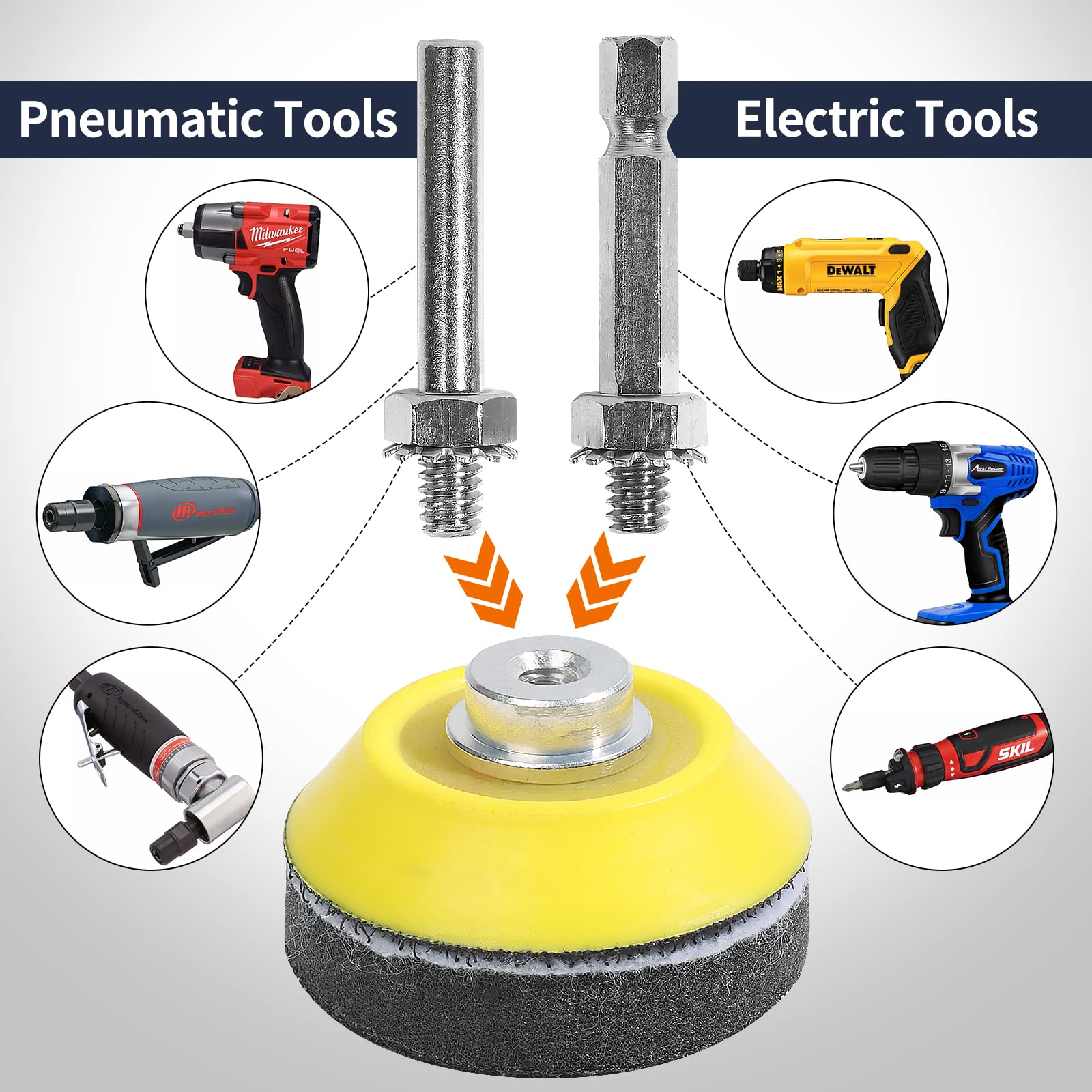 Pomsare 120pcs 3inch Sanding Discs with 2 & 3inch Backer Pads and Sanding Sponge Sander for Drill Grinder Rotary Tools Attachment with 1/4" Shanks, Sanding Pads 80-3000 Grit