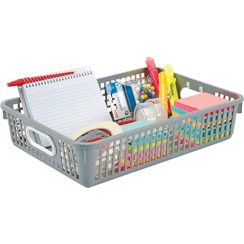 Really Good Stuff Plastic Desktop Paper Storage Baskets for Classroom or Home Use – Mesh Bins, 14.25” x 10” – (Set of 4), School Organization Supplies