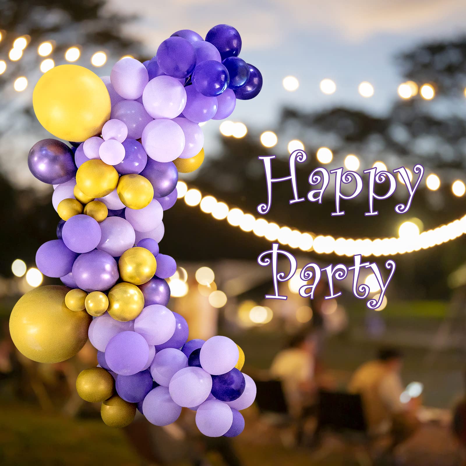 Ltwil Balloon Garland Kit - Lavender and Gold Theme, Easy-to-Assemble, Perfect for Princess Parties,137pcs