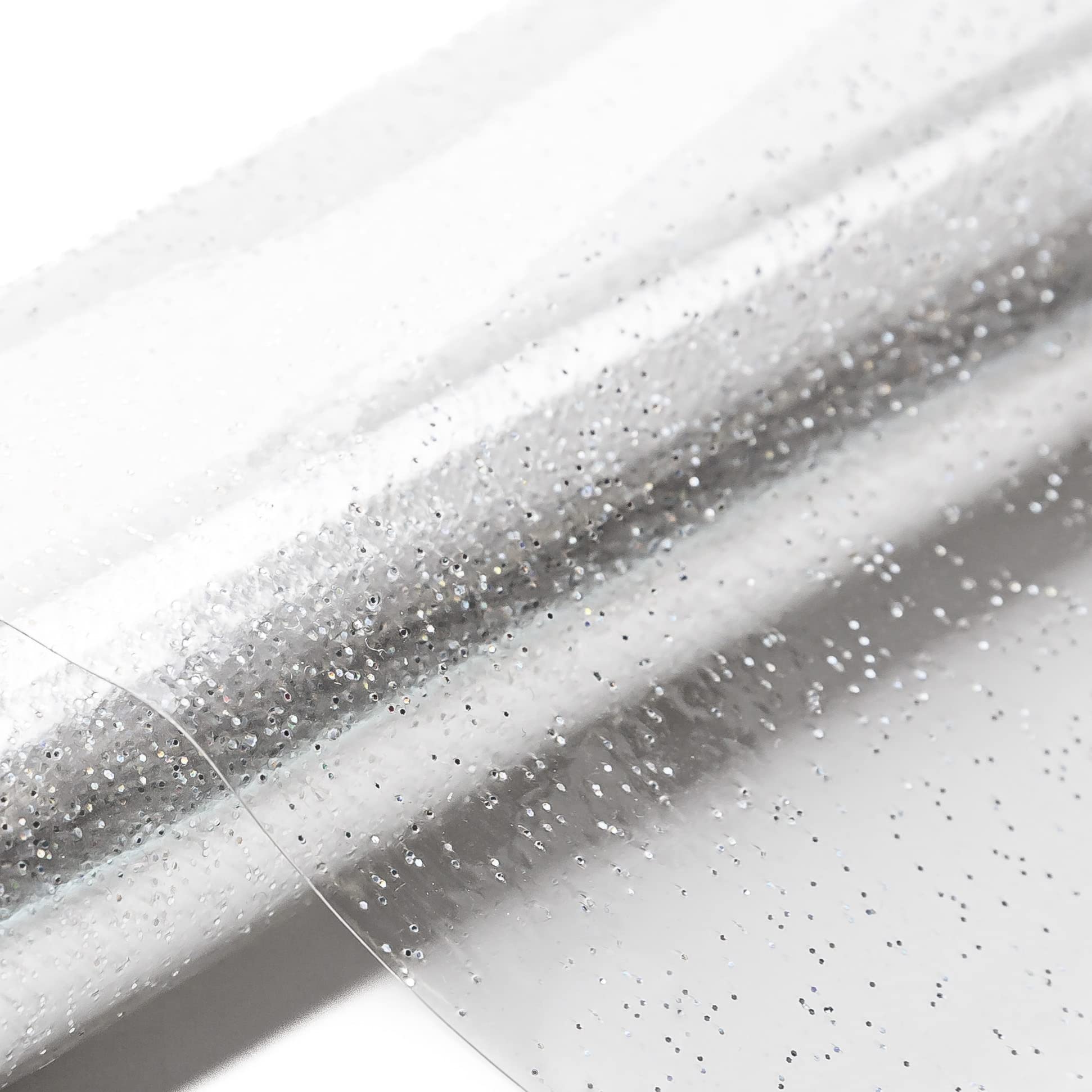 Missouri Star Glitter Vinyl Roll 16β x 54β - Sewable Plastic Fabric for Making Tote Bags, Purses, and Craft Projects - Clear Glitter PVC Vinyl