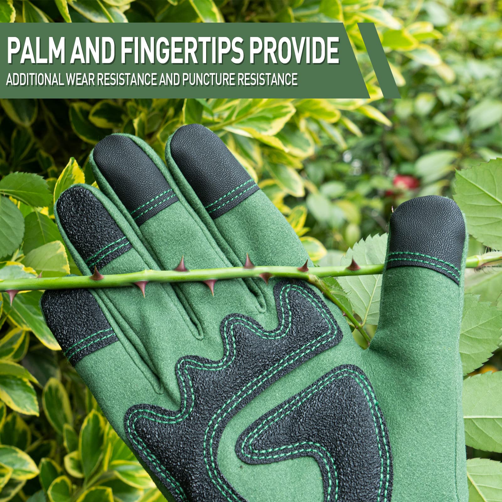 PHIRAH Gardening Gloves for Women Rose Pruning Thorn Proof Breathable Touchscreen Garden Gloves Long Forearm Protection Gauntlet Adjustable Flexible Working Gloves(Green, M)